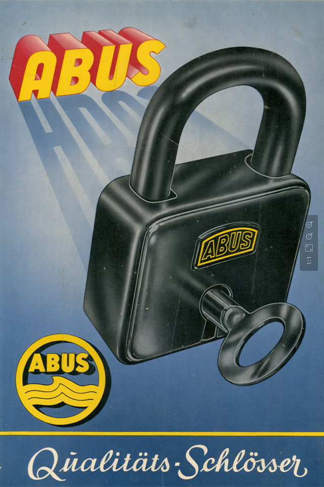 A poster showing a black padlock with a key in the keyhole, with the ...